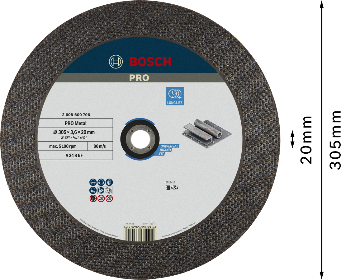 Disque à tronçonner aggloméré PRO Metal - Bosch Professional