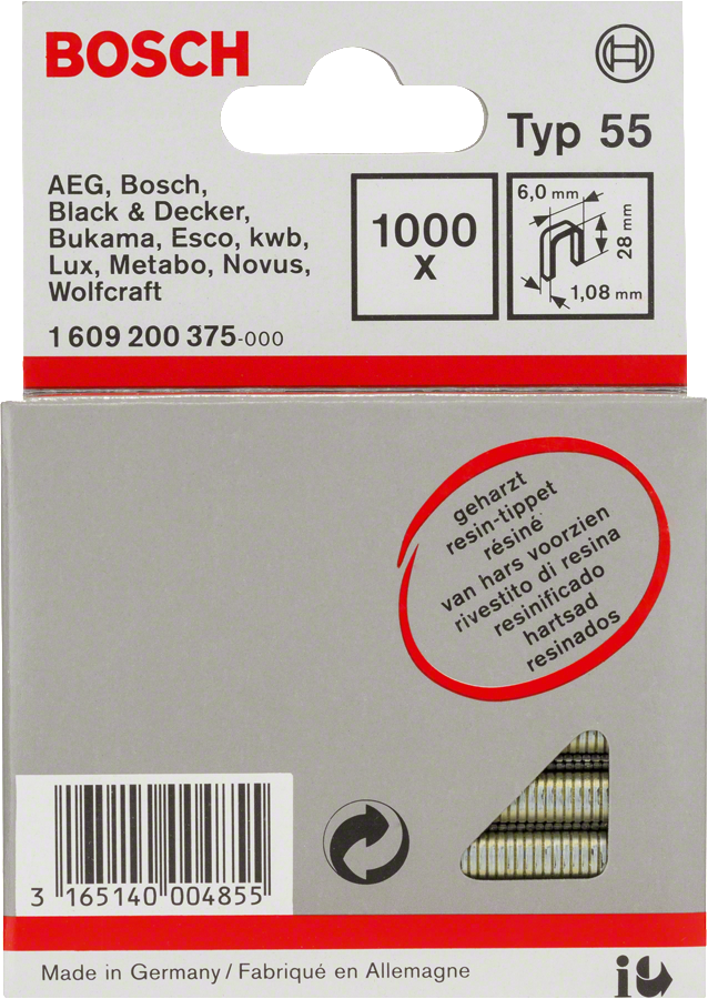 Narrow Crown Staple, Type 55 - Bosch Professional