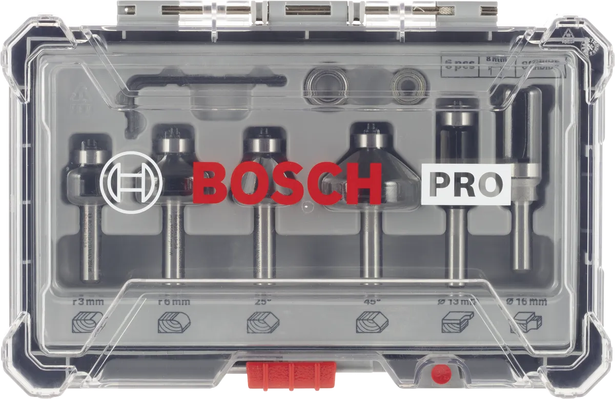 PRO Router Bit Trim and Edging Set, 6 pcs - Bosch Professional