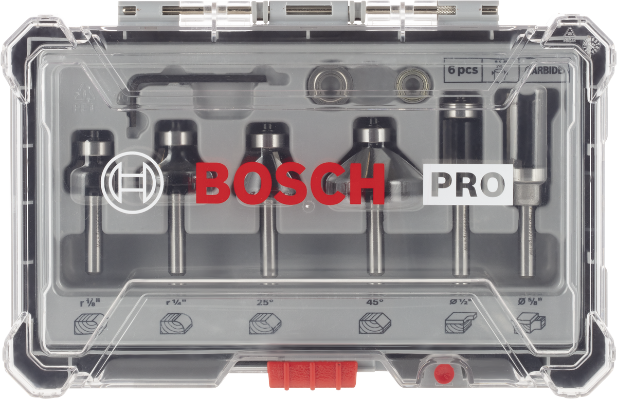 PRO Router Bit Trim and Edging Set, 6 pcs - Bosch Professional